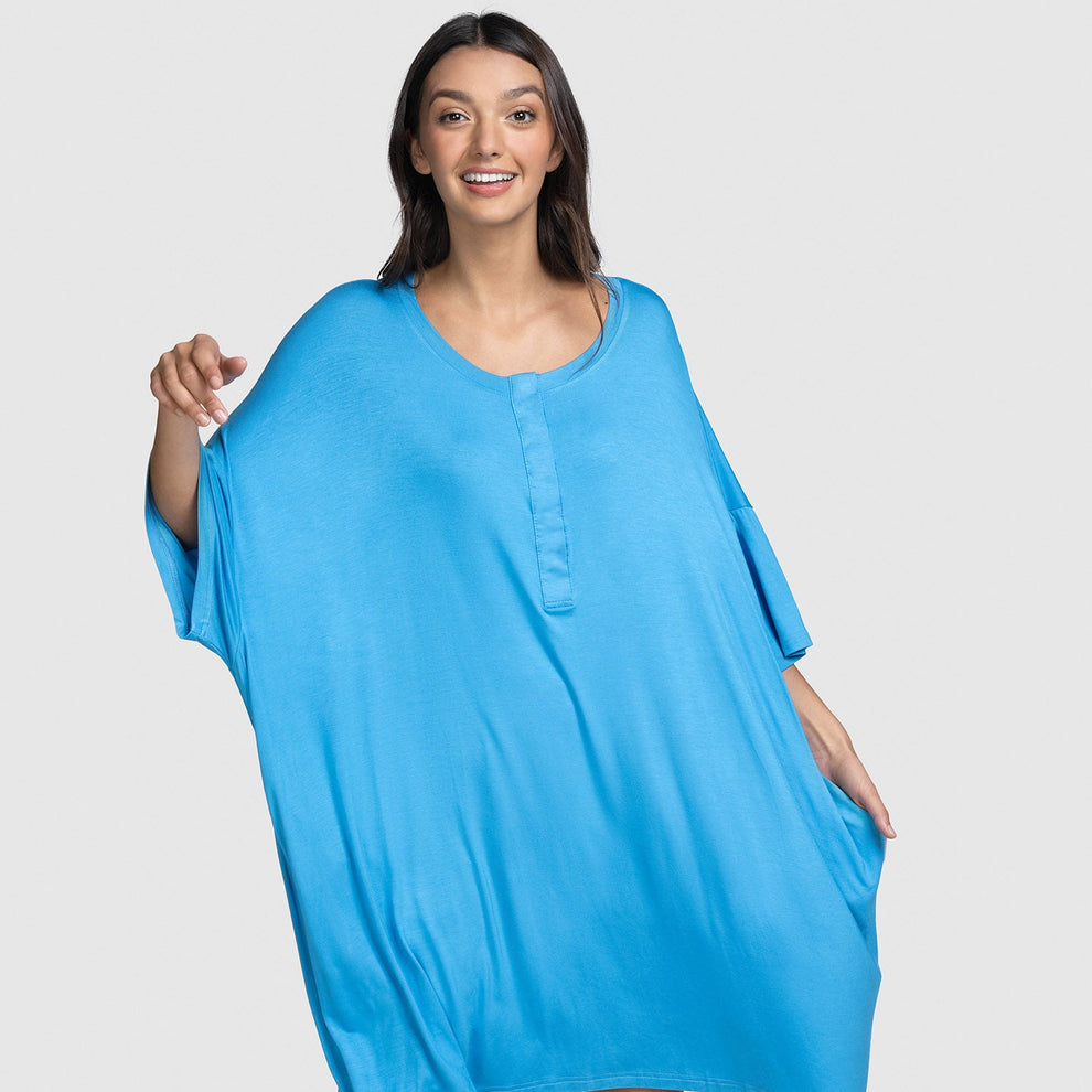 Mid Blue Button Up Sleep Tee – The Oodie