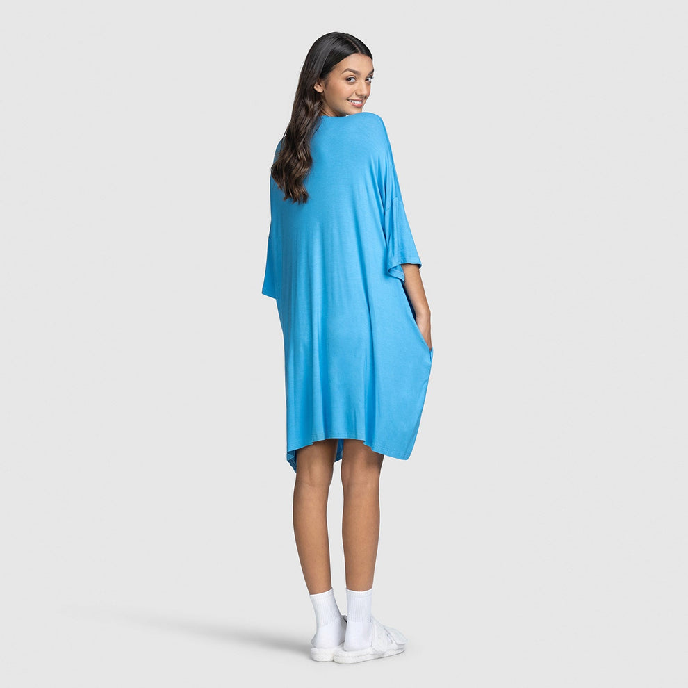 Mid Blue Button Up Sleep Tee – The Oodie