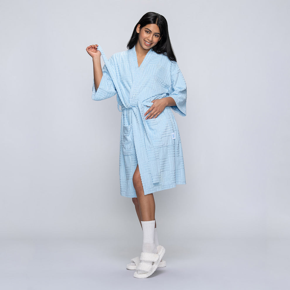 Blue Line Geo Summer Dressing Gown – The Oodie