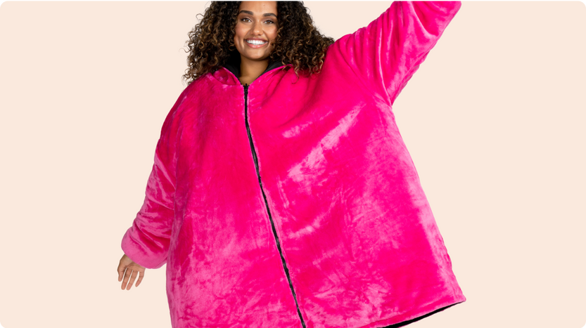 Bright Pink Zip Through Outdoor Oodie The Oodie