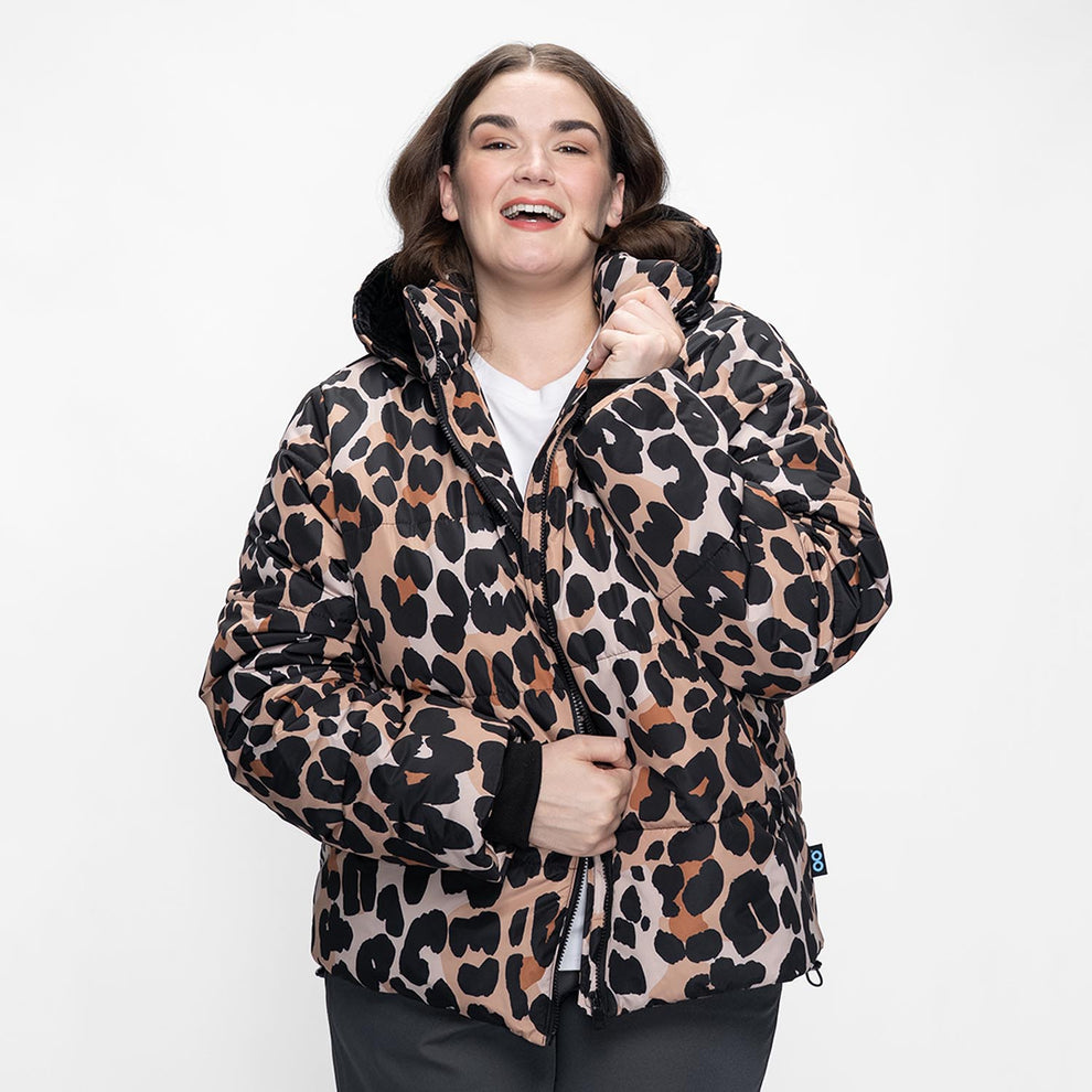 Leopard / Black Puffer Jacket – The Oodie