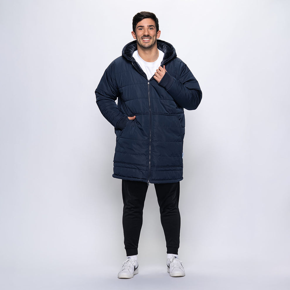 Navy Zip Long Puffer Jacket – The Oodie
