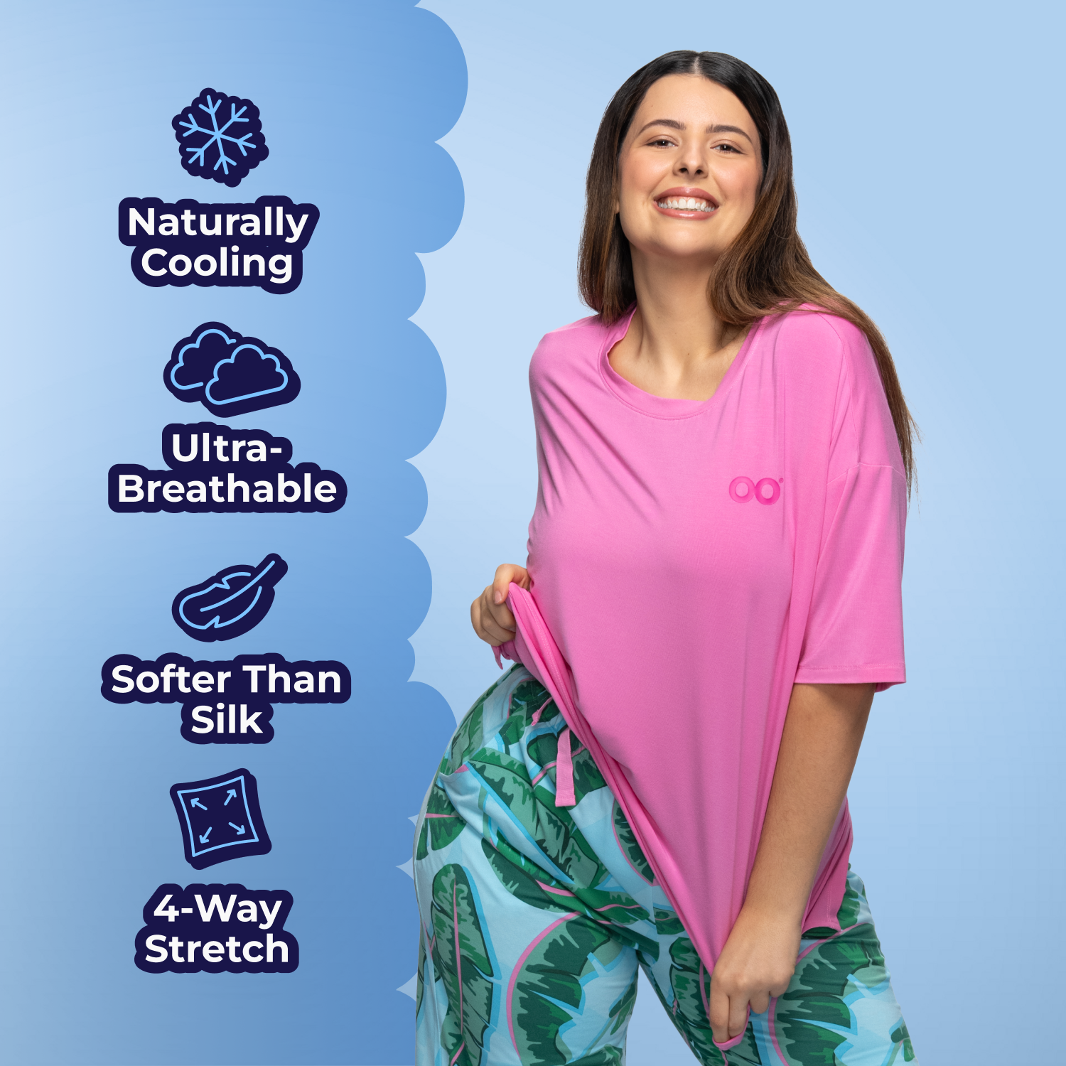 Pink Cooling Short Sleeve Pyjama Top – The Oodie