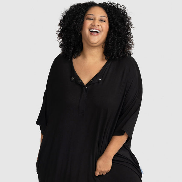 Black Button Up Oodie Sleep Tee – The Oodie